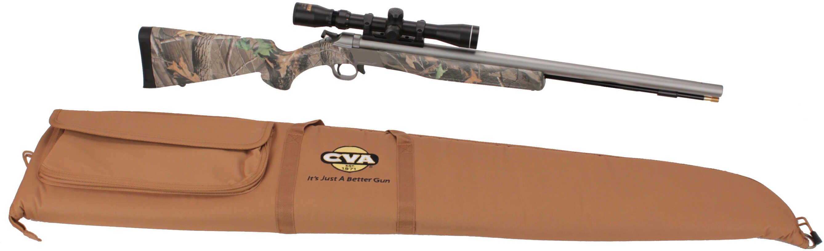 CVA Wolf 50 Caliber Muzzleloader Stainless Steel Camo ISM W KonuShot